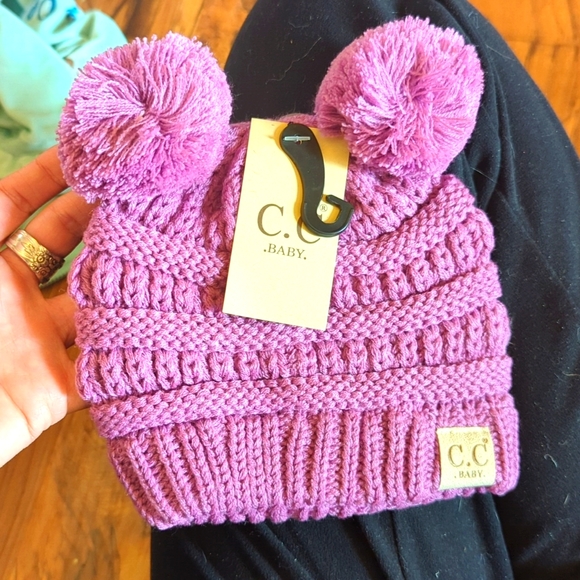 Accessories | Cc Baby Double Pom Beanie Lavender | Poshmark